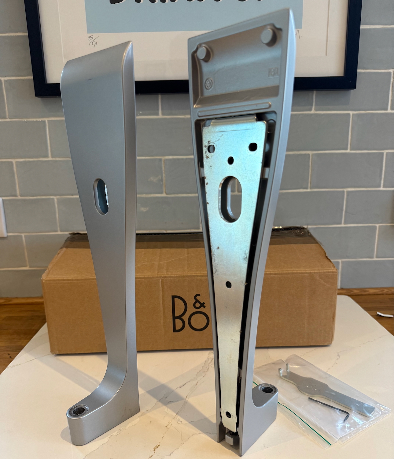 B&O BeoLab 18 Speaker Wall Brackets - Silver - Pre-owned Boxed